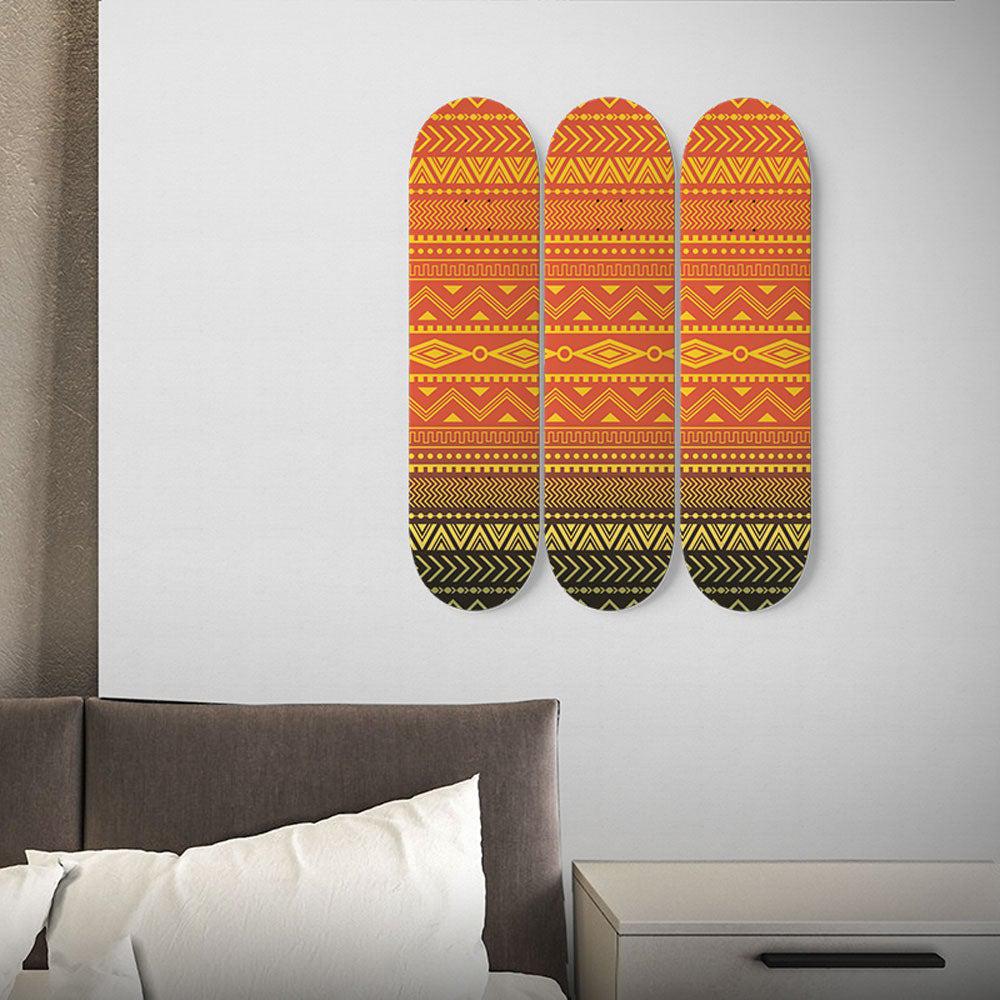 Ethnic Orange and Yellow Pattern | Skateboard Wall Art, Mural & Skate ...