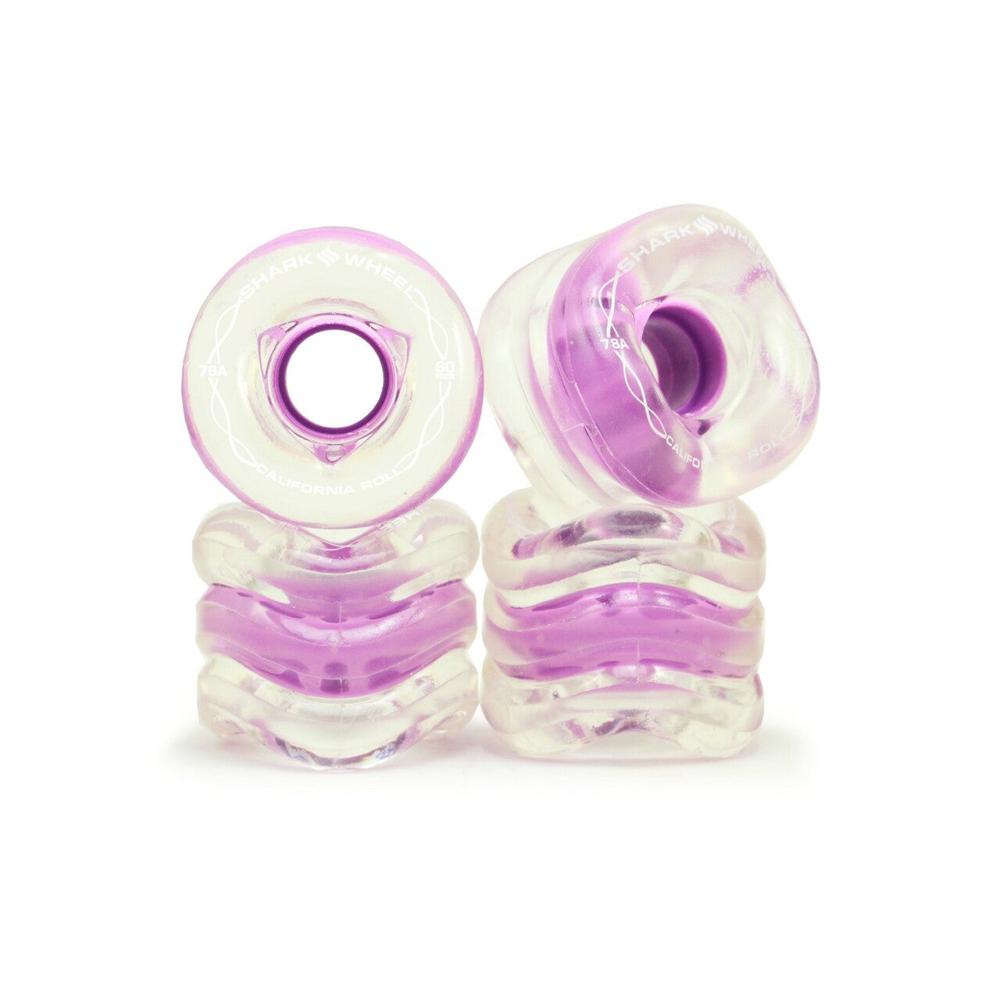 Shark Wheel 60mm Clear With Purple Hub California Roll Skateboard Whee ...
