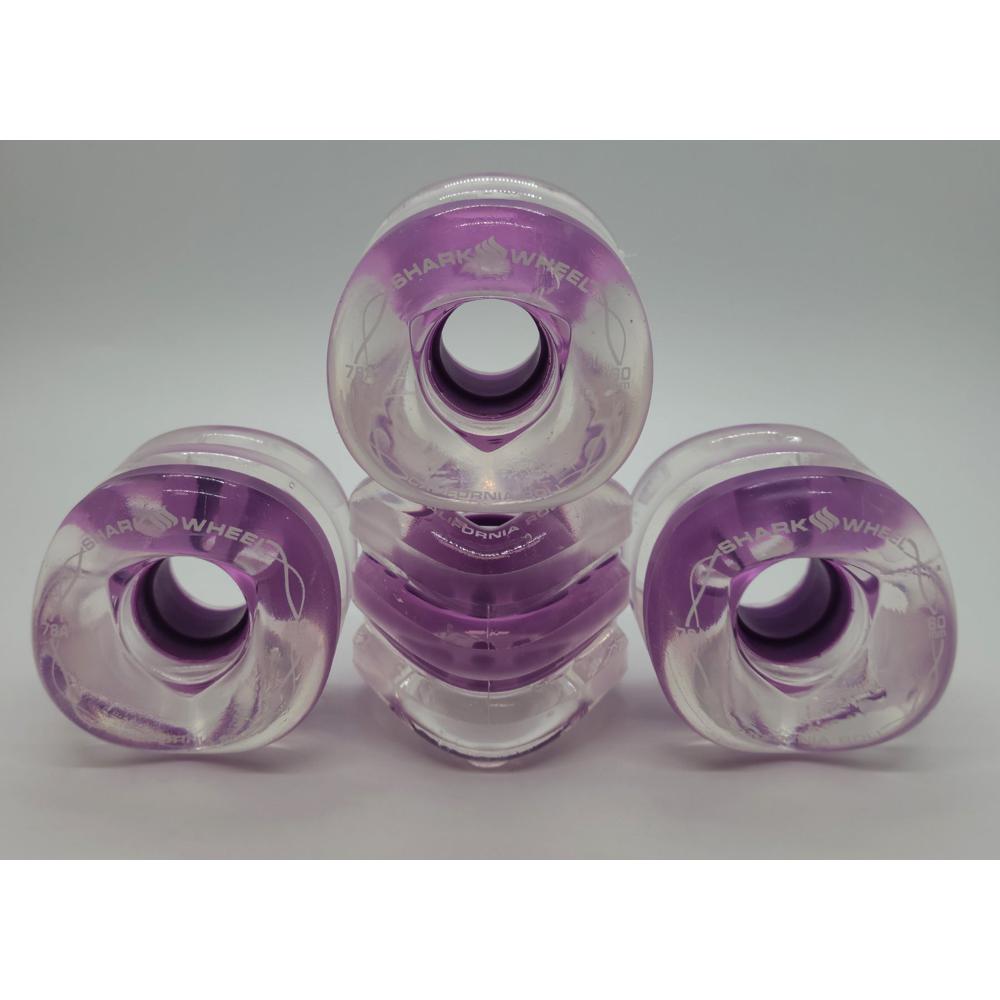 Shark Wheel 60mm Clear With Purple Hub California Roll Skateboard Whee ...