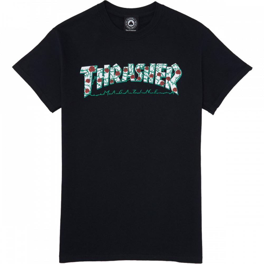 Thrasher Roses Small Black T-Shirt – Longboards USA